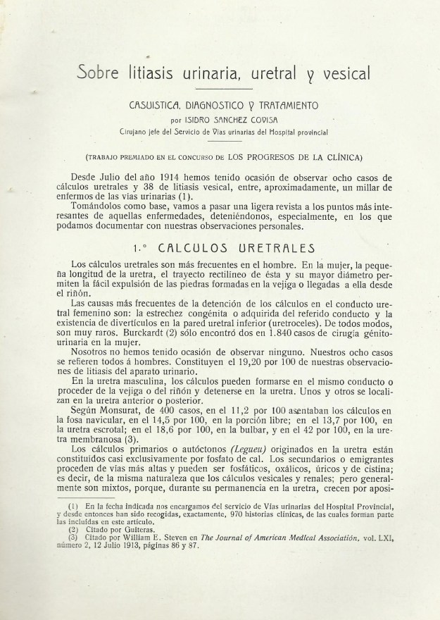 Litiasis urinaria, uretral y vesical | Blog de Tomás Cabacas